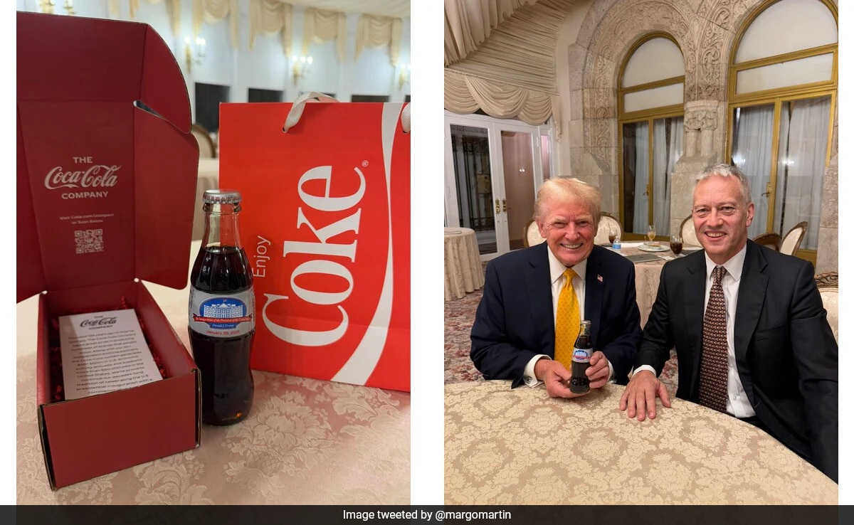 Donald Trump Receives Diet Coke Bottle From Coca-Cola CEO Ahead Of His Inauguration, Musk Reacts