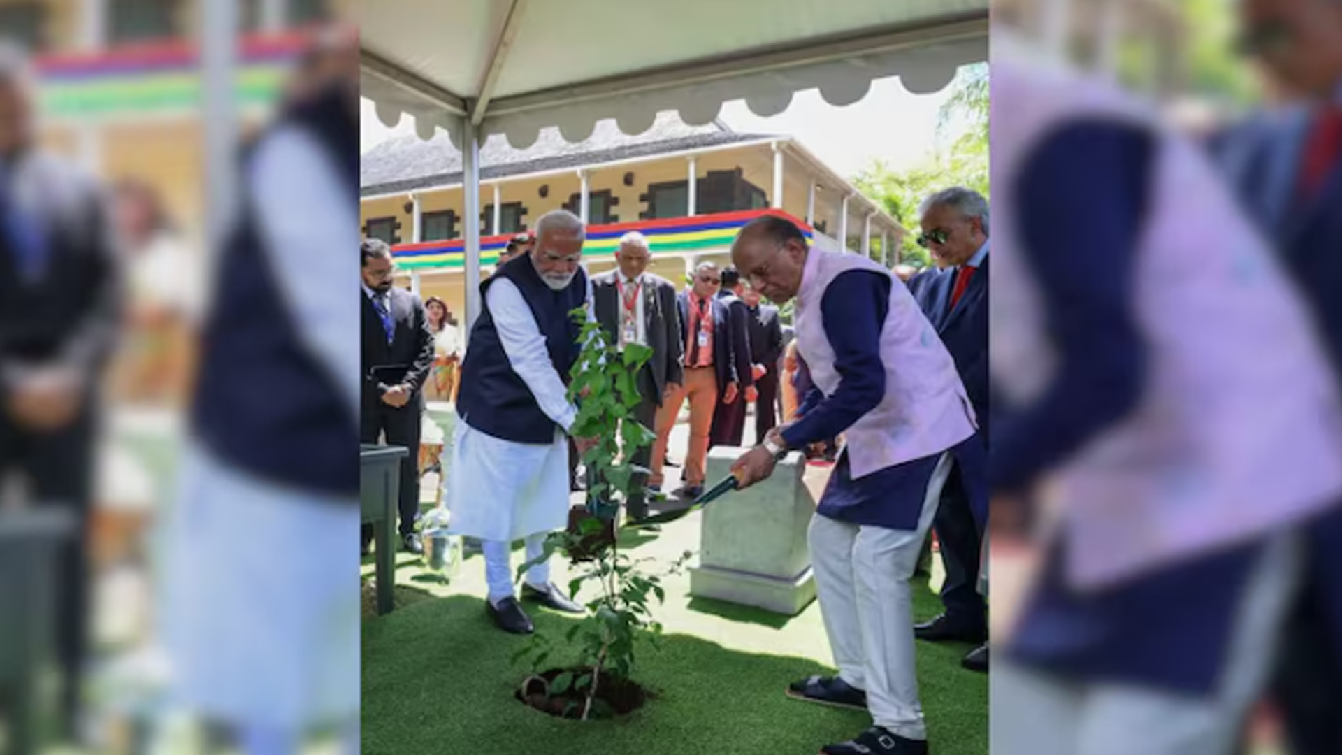 PM Modi Plants Sapling In Mauritius Under 'Ek Ped Maa Ke Naam' Initiative