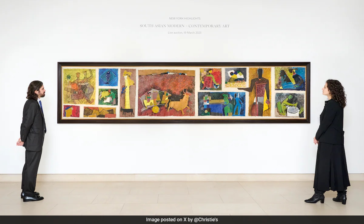 MF Husain Painting Untitled Gram Yatra Sells For $13.8 Million, Becomes ...