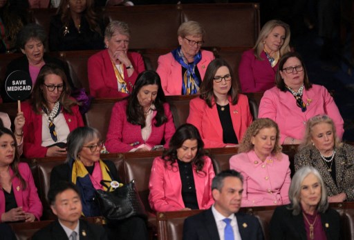 Women Democrats Wear Pink To Protest Against Trump During Joint ...