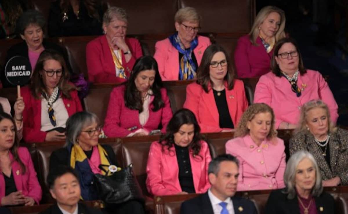 Women Democrats Wear Pink To Protest Against Trump During Joint ...