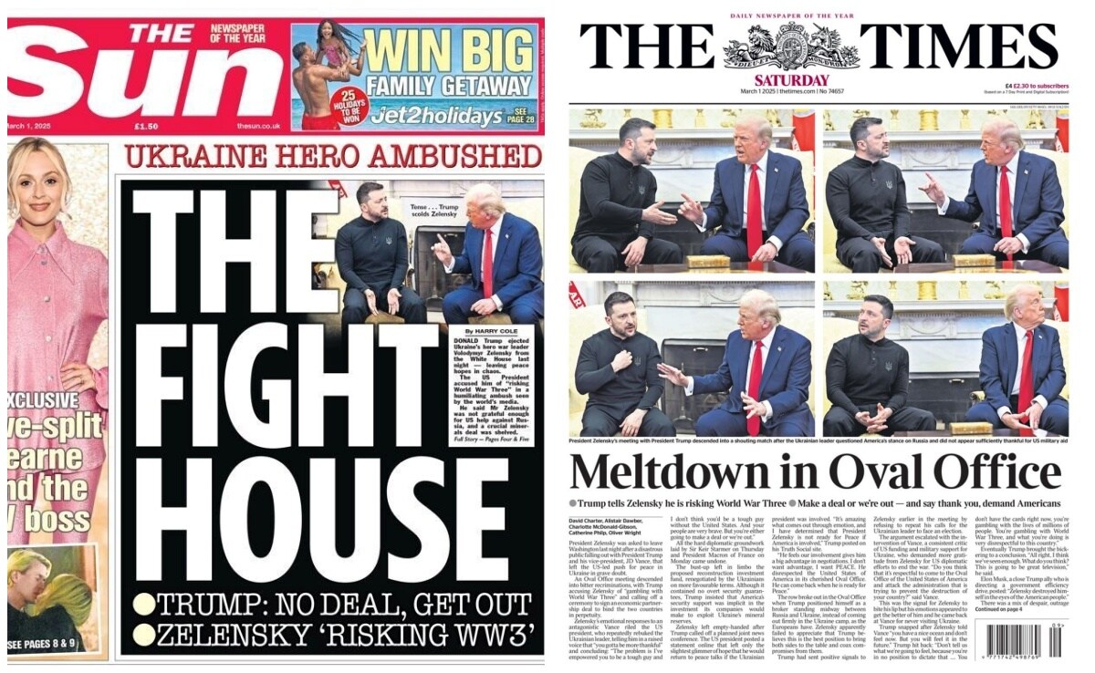 'THE FIGHT HOUSE'... ट्रंप-जेलेस्की की लड़ाई दुनिया के अखबारों में कैसी ...