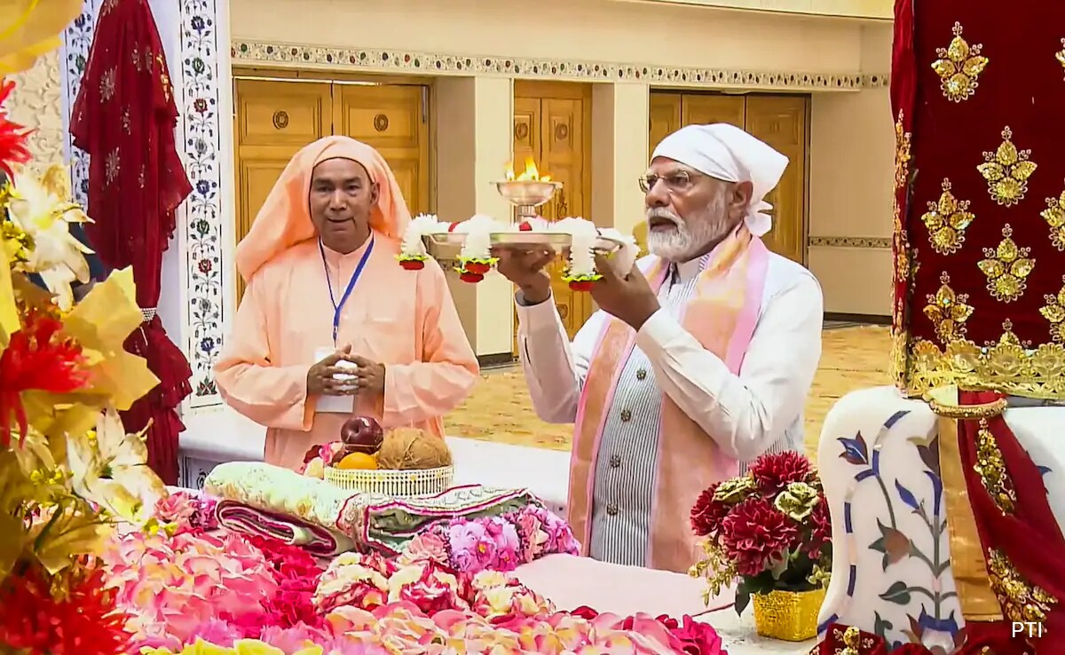 PM Modi Performs Puja At Anandpur Dham In Madhya Pradesh