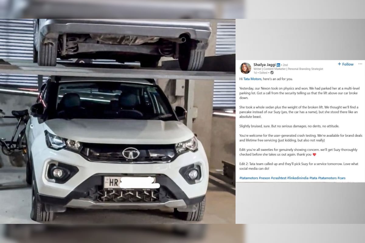 Tata Nexon Survives Parking Lift's Fall; Owner Says 'New Advertorial ...