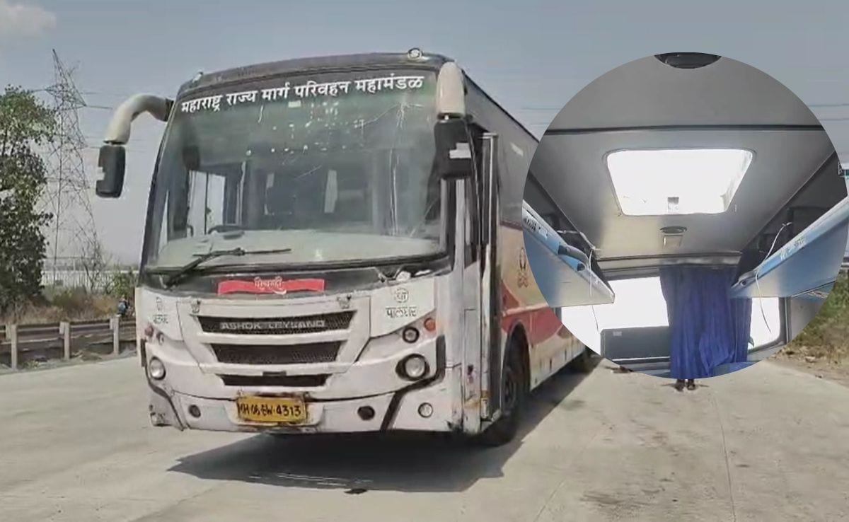 ST Bus News The roof of an ST Shivshahi bus travelling from Palghar to Pune was blown off