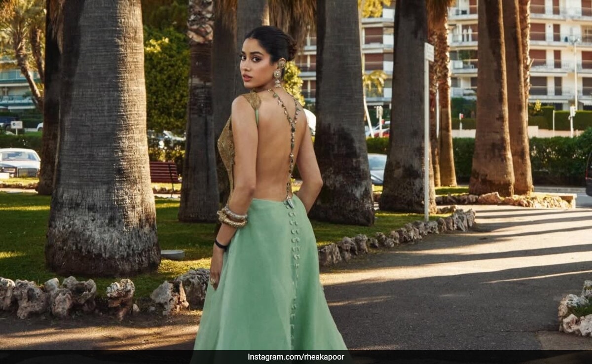 Janhvi Kapoor Serves Surreal Couture In A Pistachio And Gold Anamika Khanna Gown At Cannes 2025