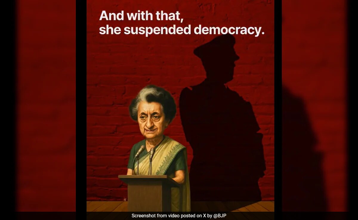 indira gandhi adolf hitler moustache bjp video, emergency 1975 ...