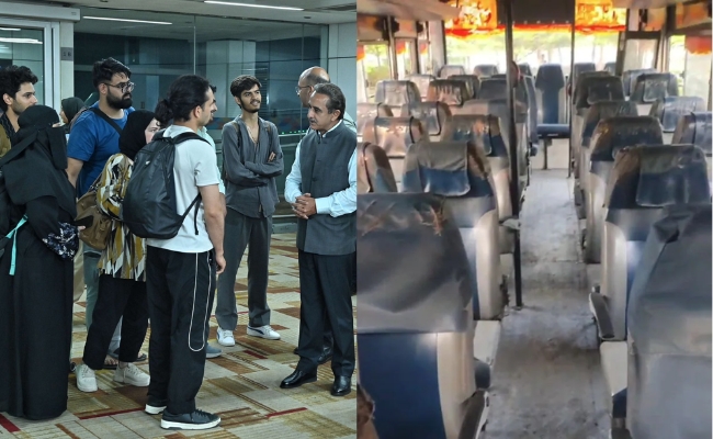 Indian Students Evacuated From Iran Flag Poor Bus Condition, Omar ...
