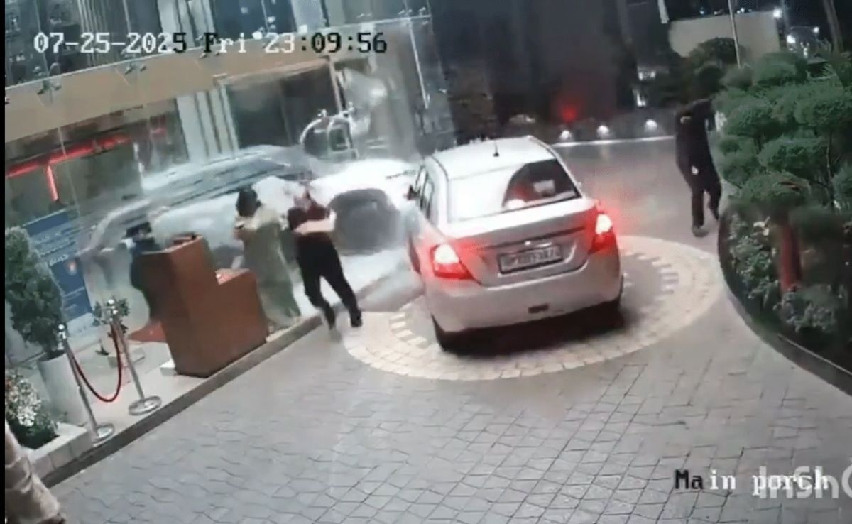Uncontrolled Car Crashes into Ramada Hotel in Bareilly, CCTV Footage ...