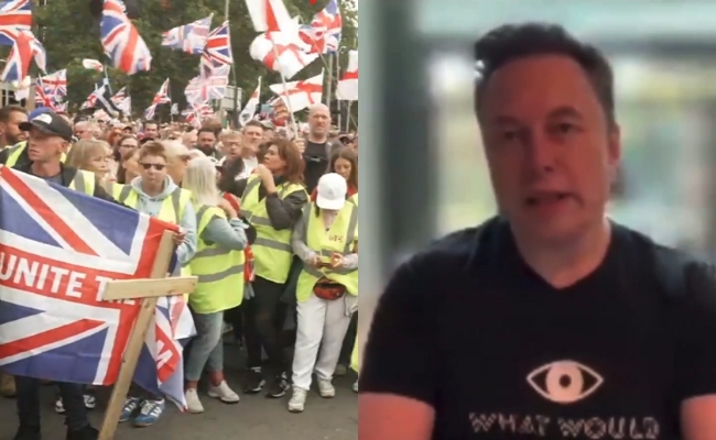 Elon Musk's "Fight Back Or Die" Video Message At London Far-Right Rally ...