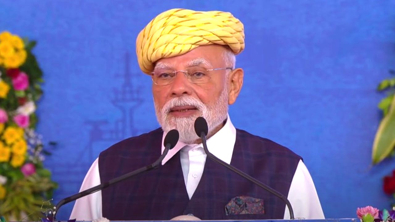 Prime Minister Narendra Modi Addresses Rally In Gujarat's Bhavnagar