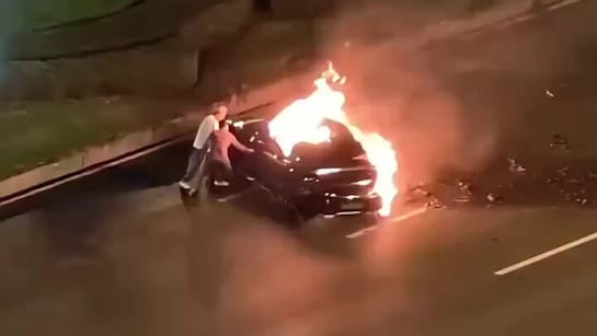 car exploding after crash