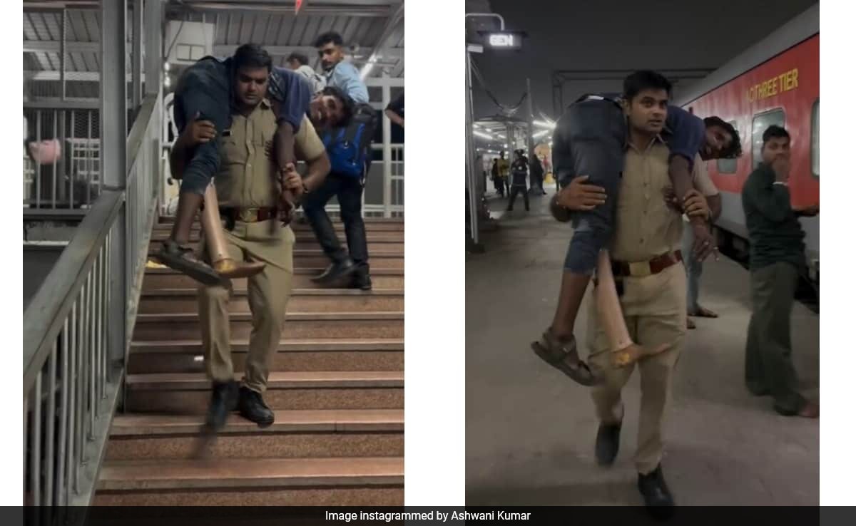 Watch: UP Police Officer Carries Man With Disability On Shoulders At ...