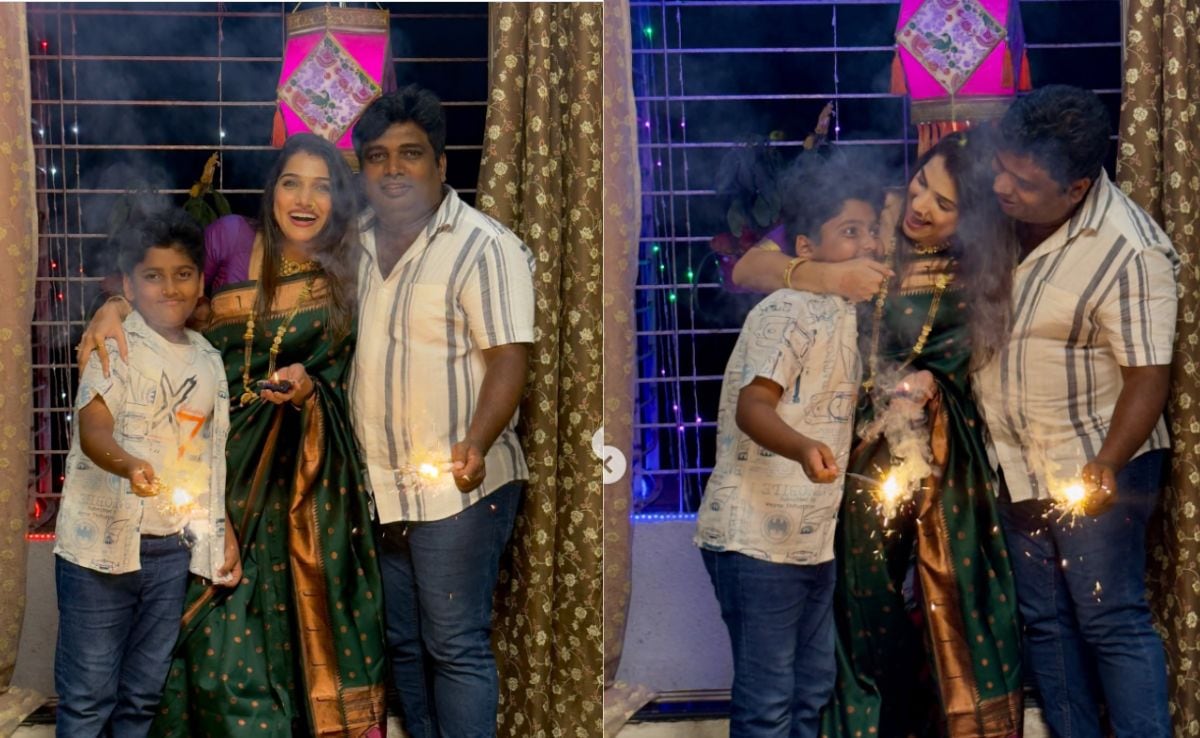 Jahnavi Killekar diwali celebration with husband kiran killekar ...