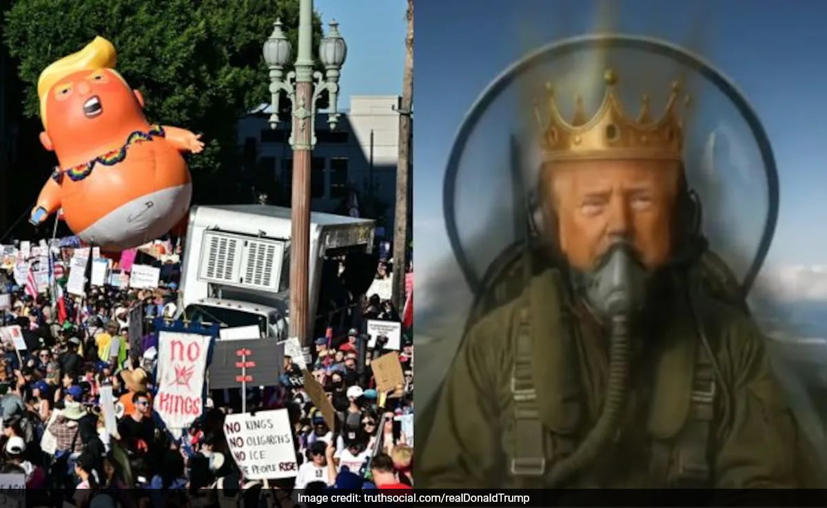 Massive No Kings Protests Sweep US Cities, Trump Responds With Crown Clip