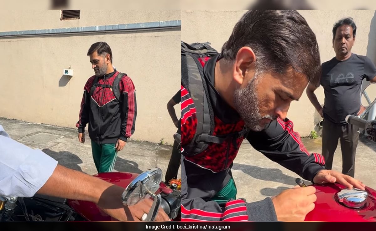 Watch: MS Dhoni Signs Fans Royal Enfield Bike, Says "Chala Ke Report Dena"