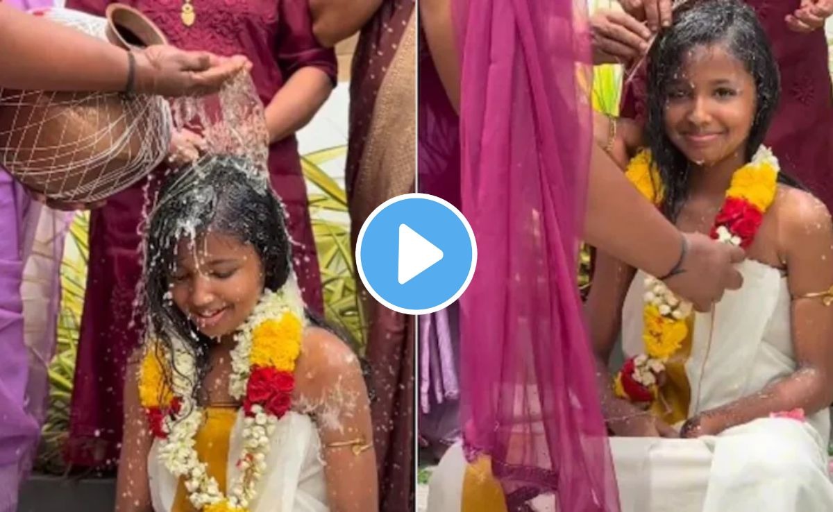 family gives milk bath to a girl celebrating her first period ceremony ...