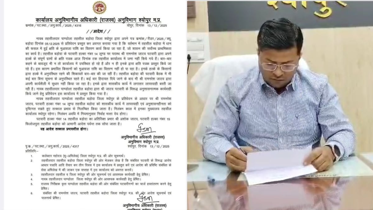 Patwari Suspended: एक्शन मोड में नजर आए श्योपुर के कलेक्टर साहब! शासकीय ...