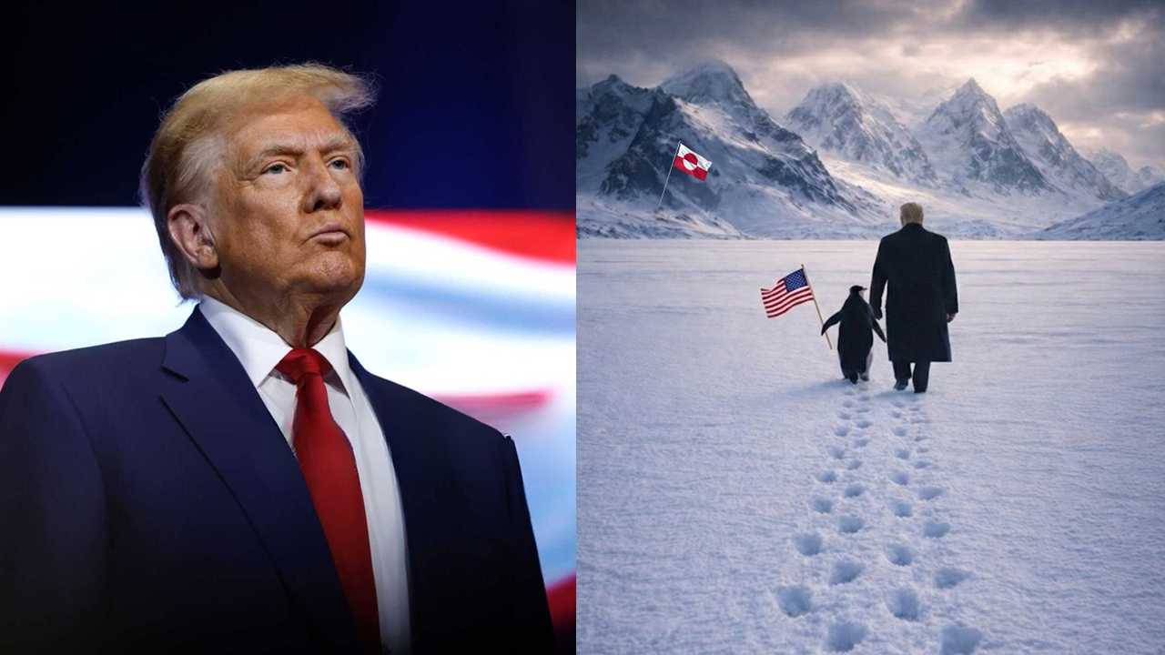 White House Posts Cryptic AI-Image Of Trump Walking On Greenland Along ...