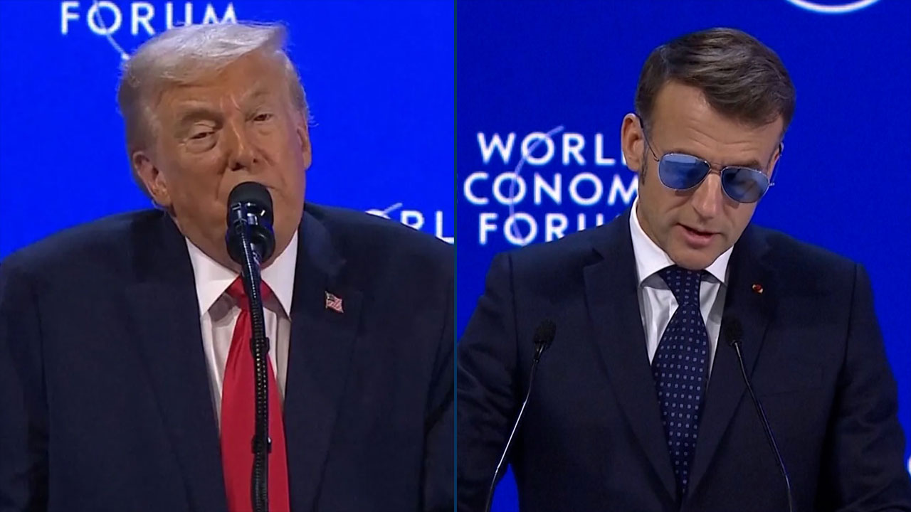 "What The Hell Happened": Trump Mocks Macron's Sunglasses In Davos Speech