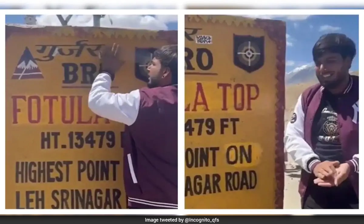 Video: Haryana Man Defaces Leh Signboard With 'Gurjar' Sticker ...