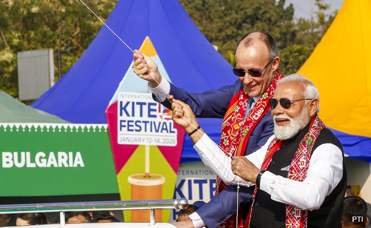 Video: PM Modi, German Chancellor Merz Fly Kite At Sabarmati Riverfront