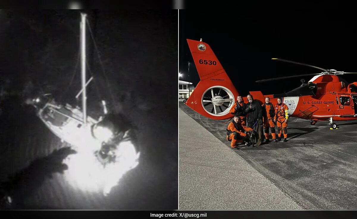 US Coast Guard Saves Man And Dog From Stranded Sailboat In Daring Rescue