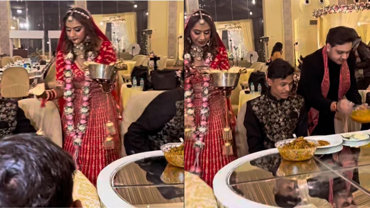Bride And Groom Serve Food To Catering Staff At Their Wedding, Viral ...