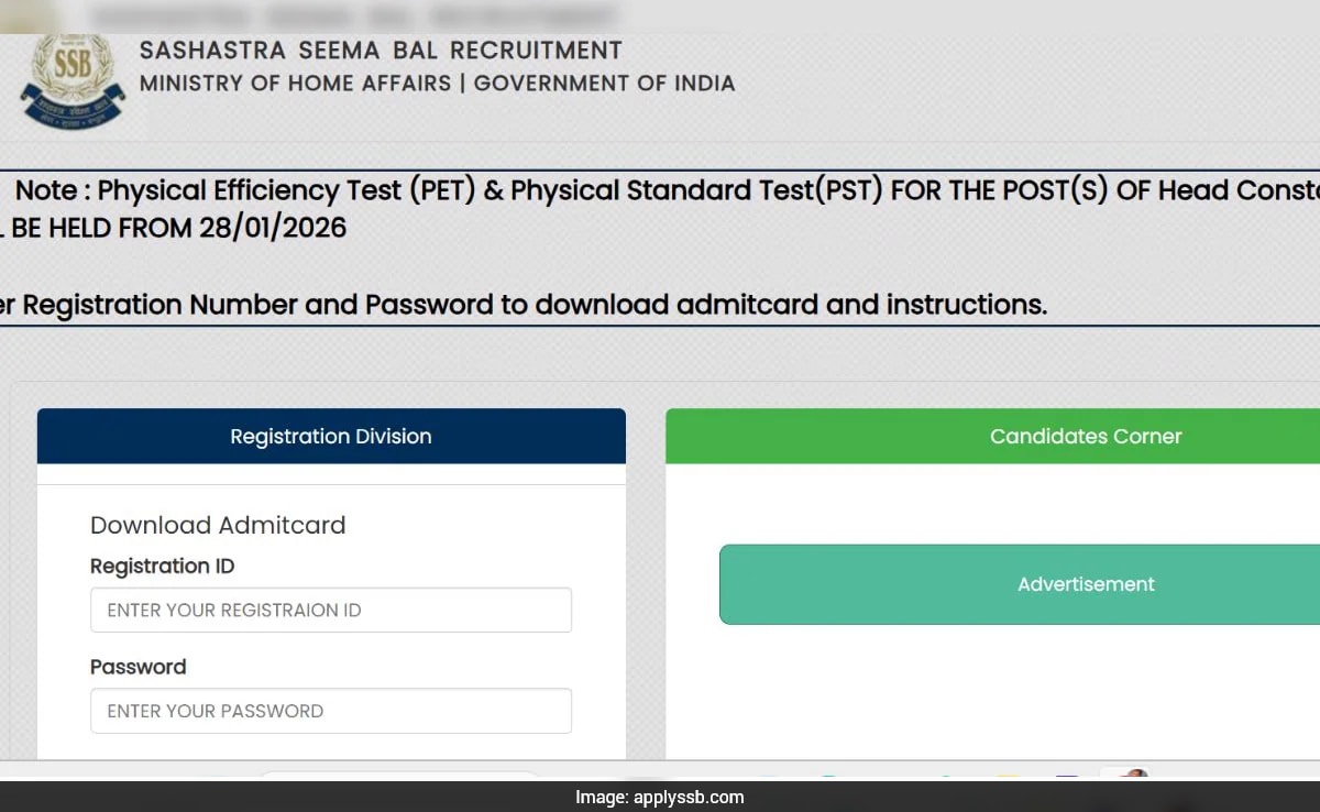 SSB HC Admit Card 2026 (OUT) LIVE: Direct Link At ssb.gov.in; Physical ...