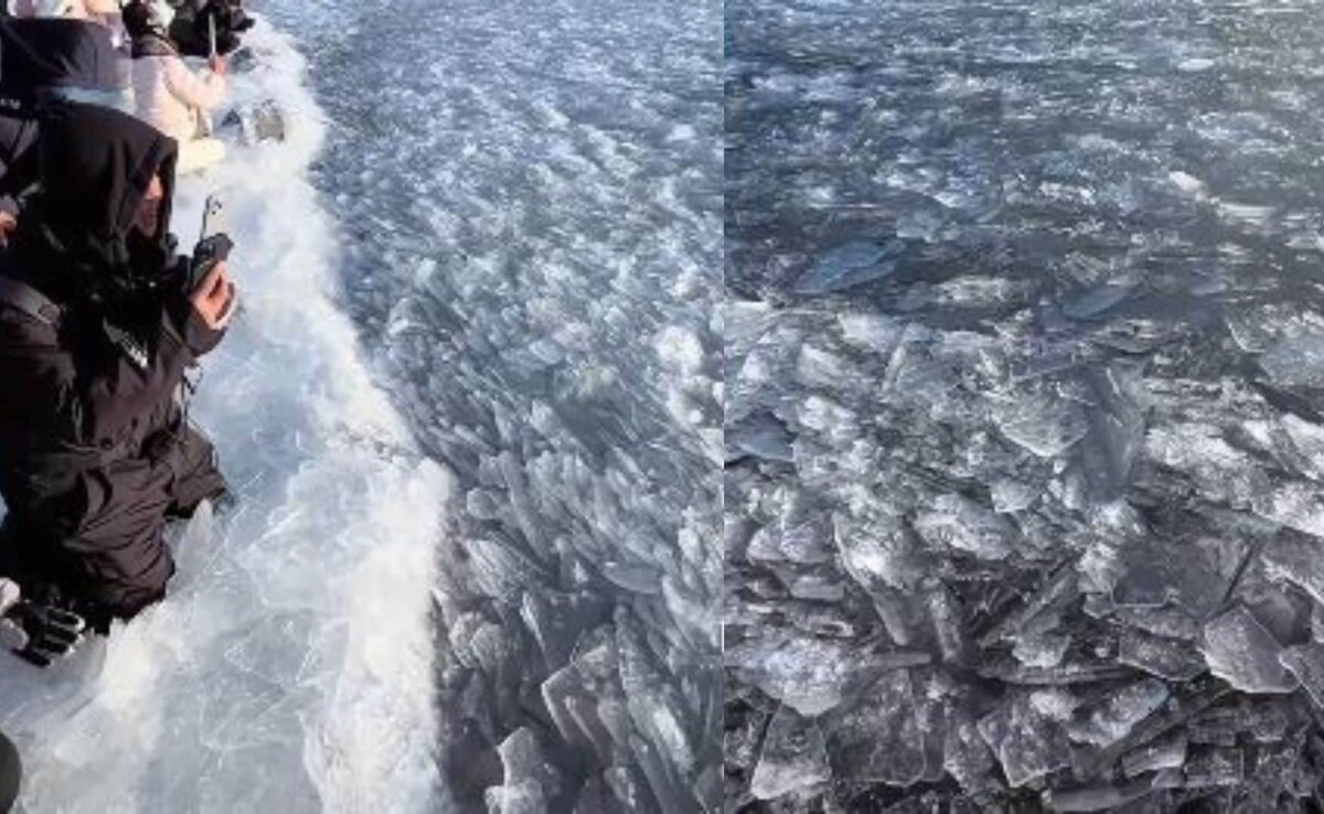 Watch: This Real Lake In China Flowing With Shiny Ice Shards Looks AI ...