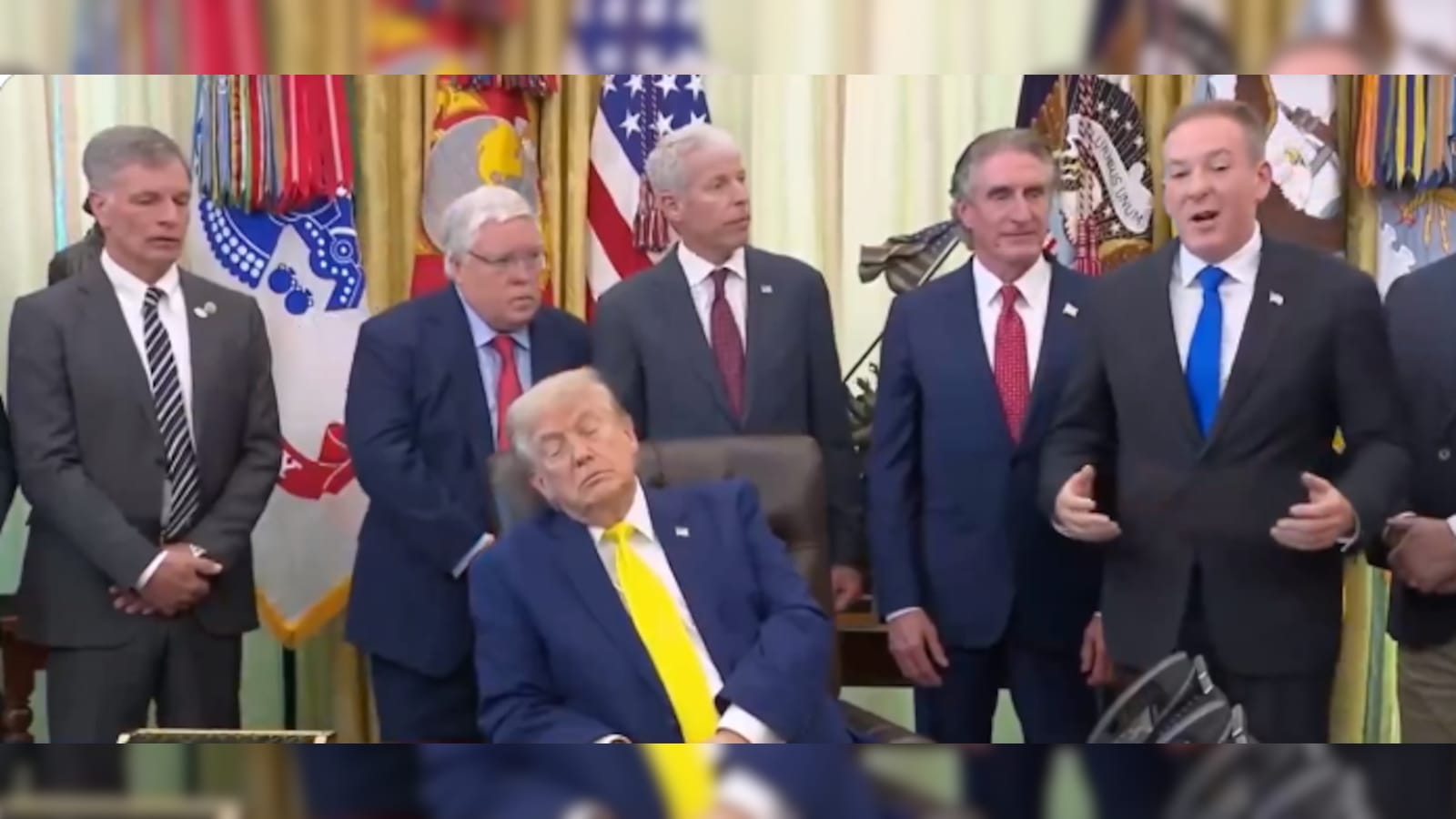 Did Trump Fall Asleep During Oval Office Event? Viral Video Fuels ...