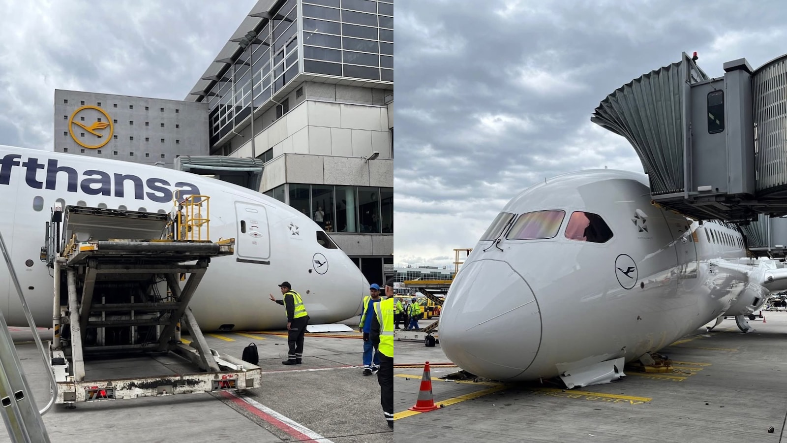 Video: Lufthansa Boeing 787's Nose Gear Collapses At Airport, Several ...