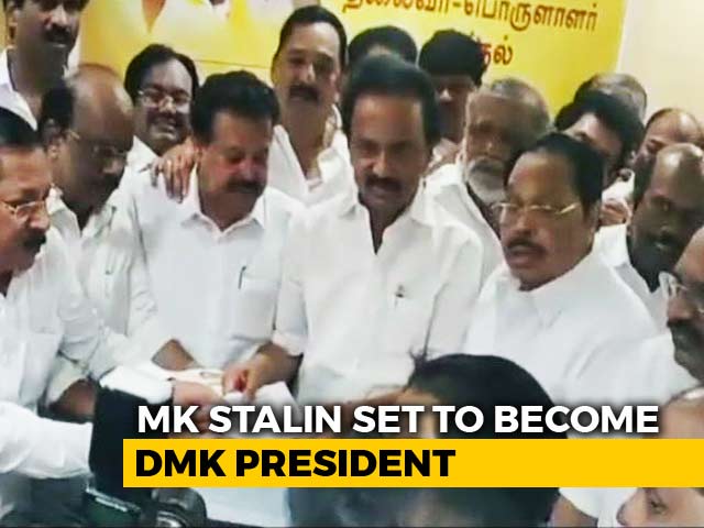 MK Stalin Files Nomination Papers For DMK President Post