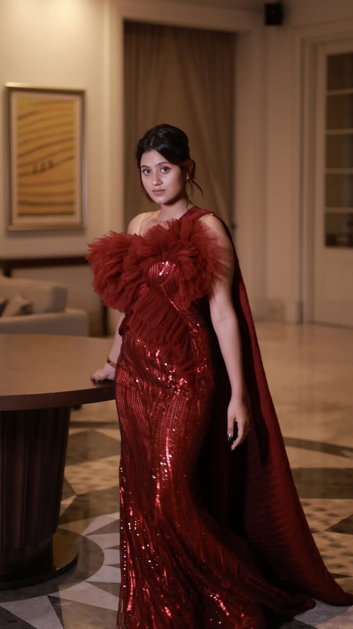 Anjali Arora Turns Heads In Dazzling Red Evening Gown