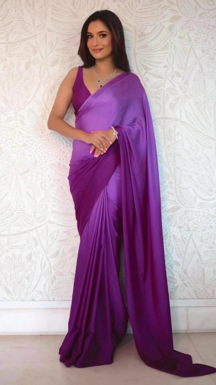 Ankita Lokhande Stuns in Elegant Purple Saree